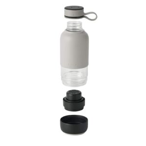 Lekue Bottle To Go reusable glass filtered water bottle,18 ounce, White