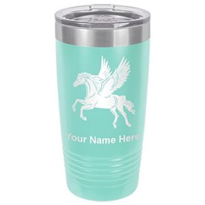 lasergram 20oz vacuum insulated tumbler mug, pegasus, personalized engraving included (teal)