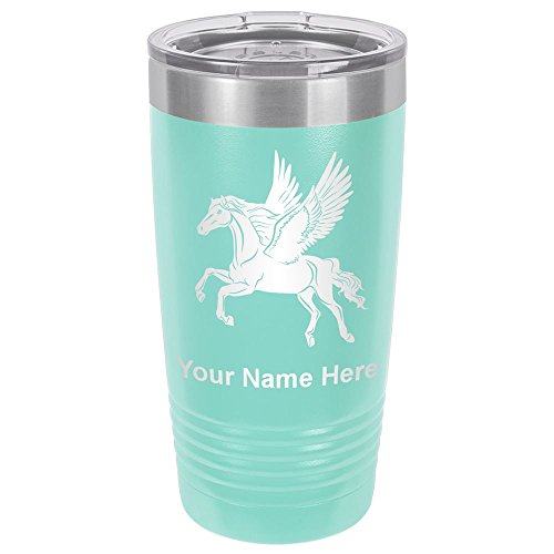 LaserGram 20oz Vacuum Insulated Tumbler Mug, Pegasus, Personalized Engraving Included (Teal)