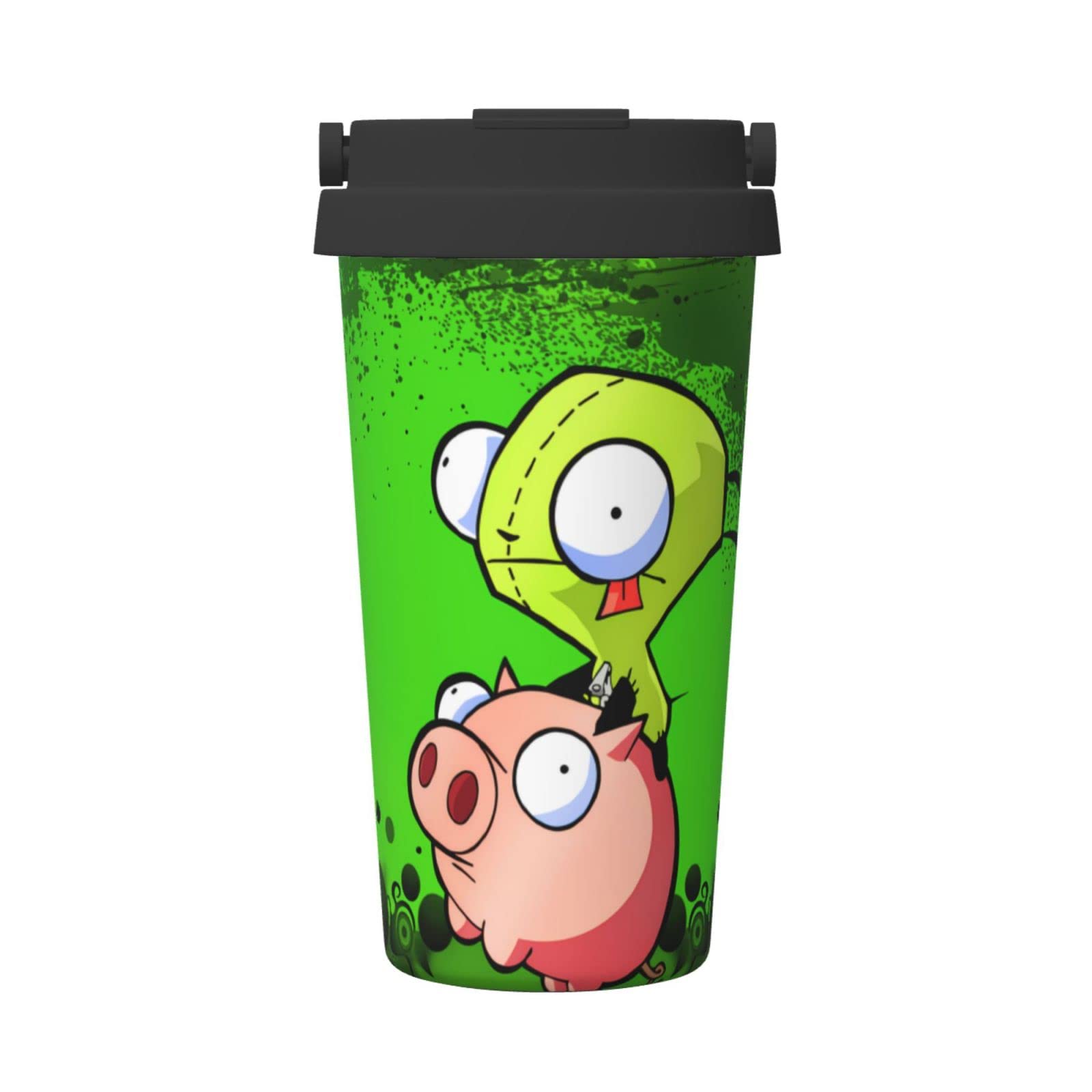 CONPELSON 17OZ Coffee Mug Invader Anime Zim Car Insulated Stainless Steel Tumbler Novelty Portable Hand Cup for Home Office Travel