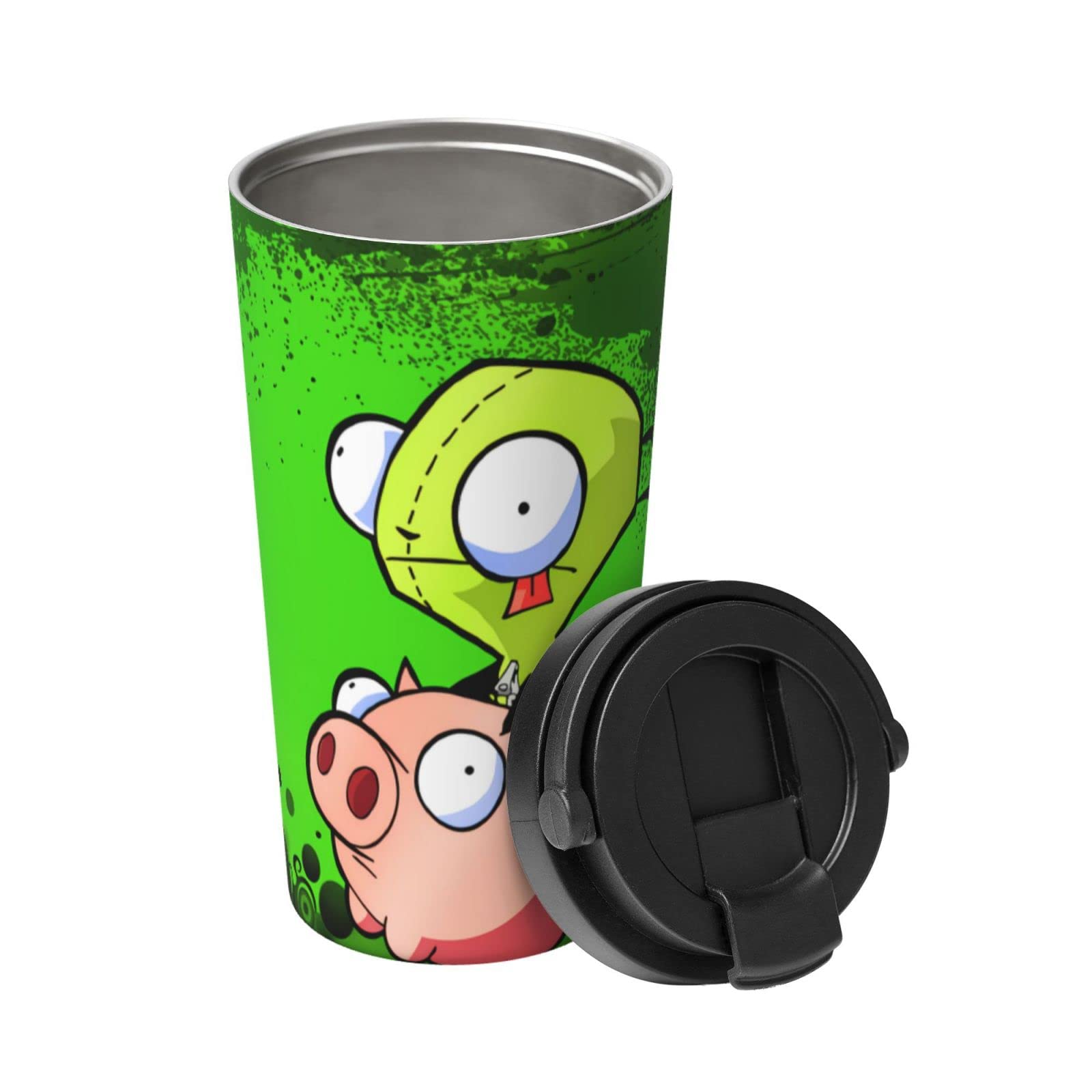 CONPELSON 17OZ Coffee Mug Invader Anime Zim Car Insulated Stainless Steel Tumbler Novelty Portable Hand Cup for Home Office Travel