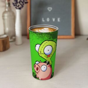 CONPELSON 17OZ Coffee Mug Invader Anime Zim Car Insulated Stainless Steel Tumbler Novelty Portable Hand Cup for Home Office Travel