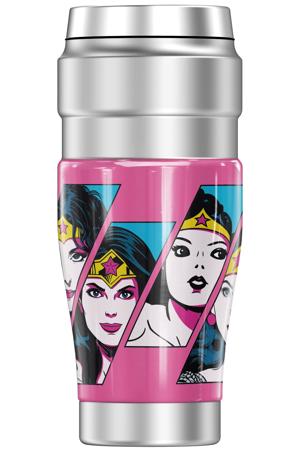 THERMOS Wonder Woman Through The Ages OFFICIAL Through The Ages STAINLESS KING Stainless Steel Travel Tumbler, Vacuum insulated & Double Wall, 16oz