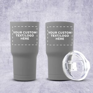 Personalized 17 oz. Rubberized Stainless Steel Travel Mugs - 6 Pack - Custom Text, Logo - Grey