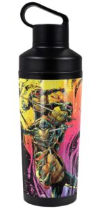 teenage mutant ninja turtles tmnt official gradient group splash 18 oz insulated water bottle, leak resistant, vacuum insulated stainless steel with 2-in-1 loop cap