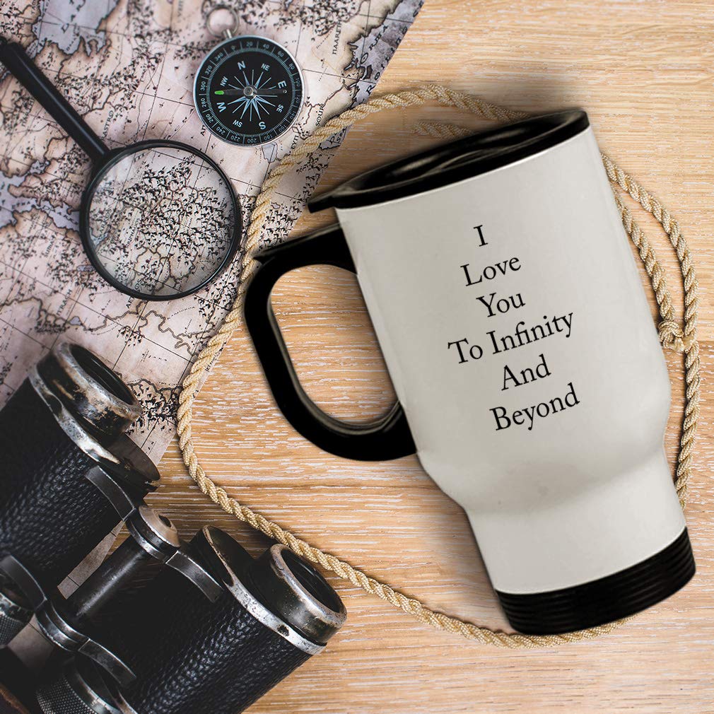 Black I Love You To Infinity And Beyond Steel Travel Mug White