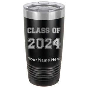 lasergram 20oz vacuum insulated tumbler mug, class of class of 2023, 2024, 2025, 2026, 2027, personalized engraving included (black)