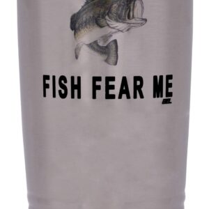 Rogue River Tactical Funny Fishing 20 Oz. Travel Tumbler Mug Cup w/Lid Vacuum Insulated Hot or Cold Fish Fear Me Fishing