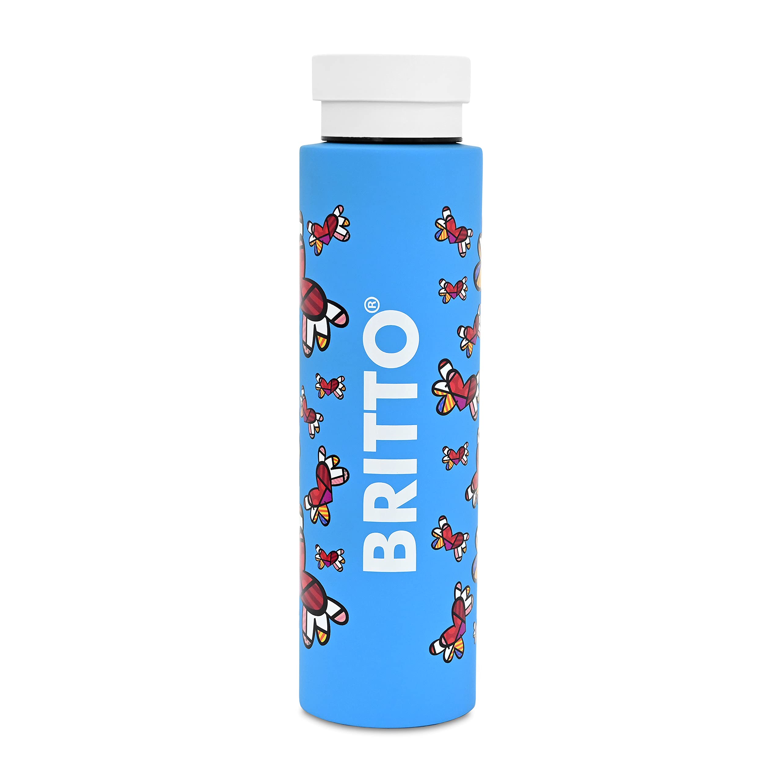 BRITTO Romero 25oz Insulated Water Bottle, Stainless Steel, Flying Hearts - Blue'