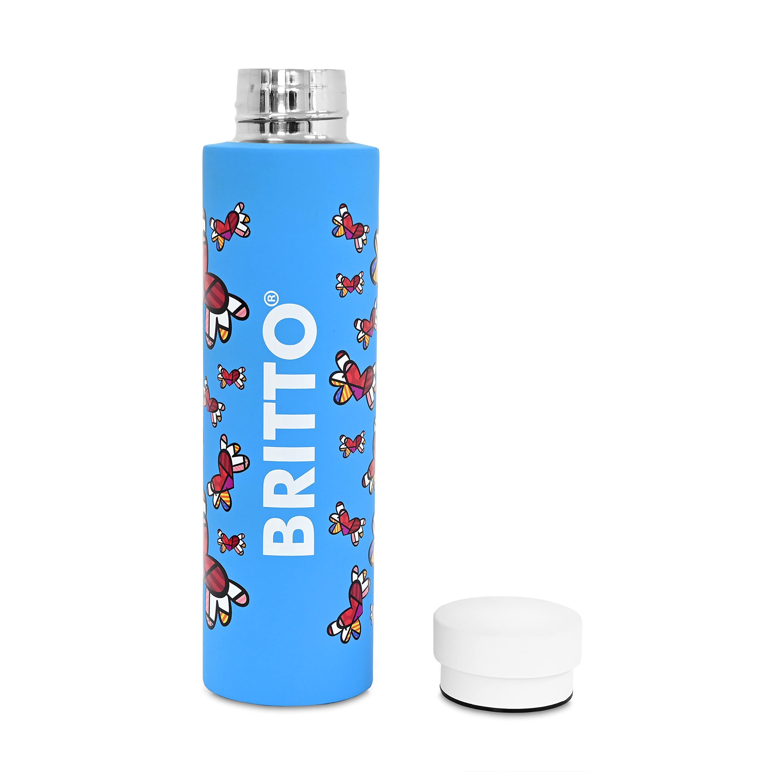 BRITTO Romero 25oz Insulated Water Bottle, Stainless Steel, Flying Hearts - Blue'