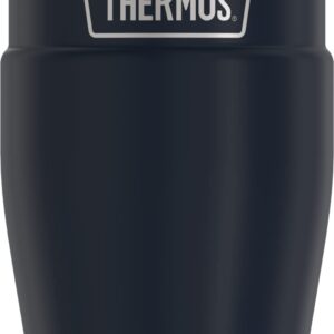 THERMOS Stainless King Vacuum-Insulated Beverage Bottle, 40 Ounce, Midnight Blue and THERMOS Stainless King 16 Ounce Travel Tumbler, Matte Blue Bundle