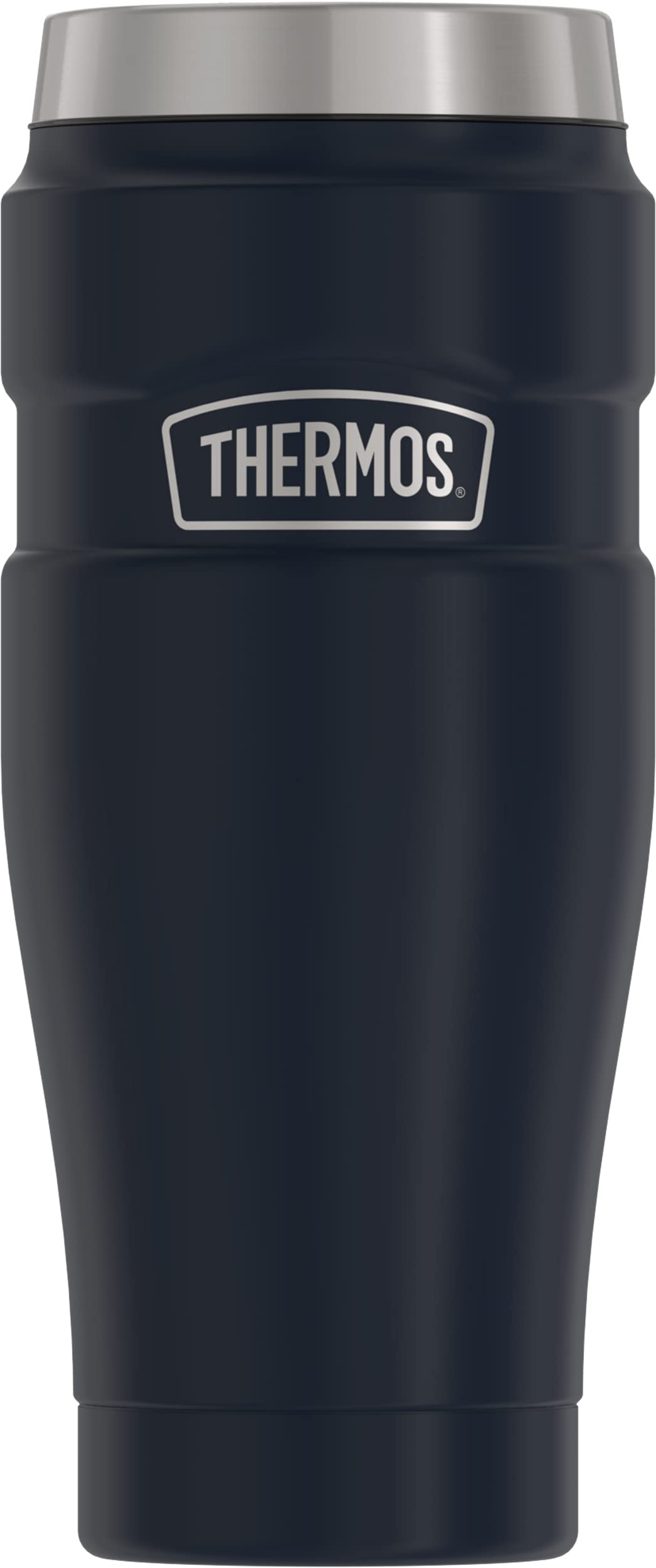 THERMOS Stainless King Vacuum-Insulated Beverage Bottle, 40 Ounce, Midnight Blue and THERMOS Stainless King 16 Ounce Travel Tumbler, Matte Blue Bundle