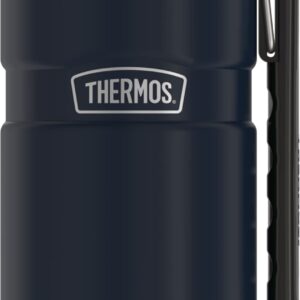 THERMOS Stainless King Vacuum-Insulated Beverage Bottle, 40 Ounce, Midnight Blue and THERMOS Stainless King 16 Ounce Travel Tumbler, Matte Blue Bundle