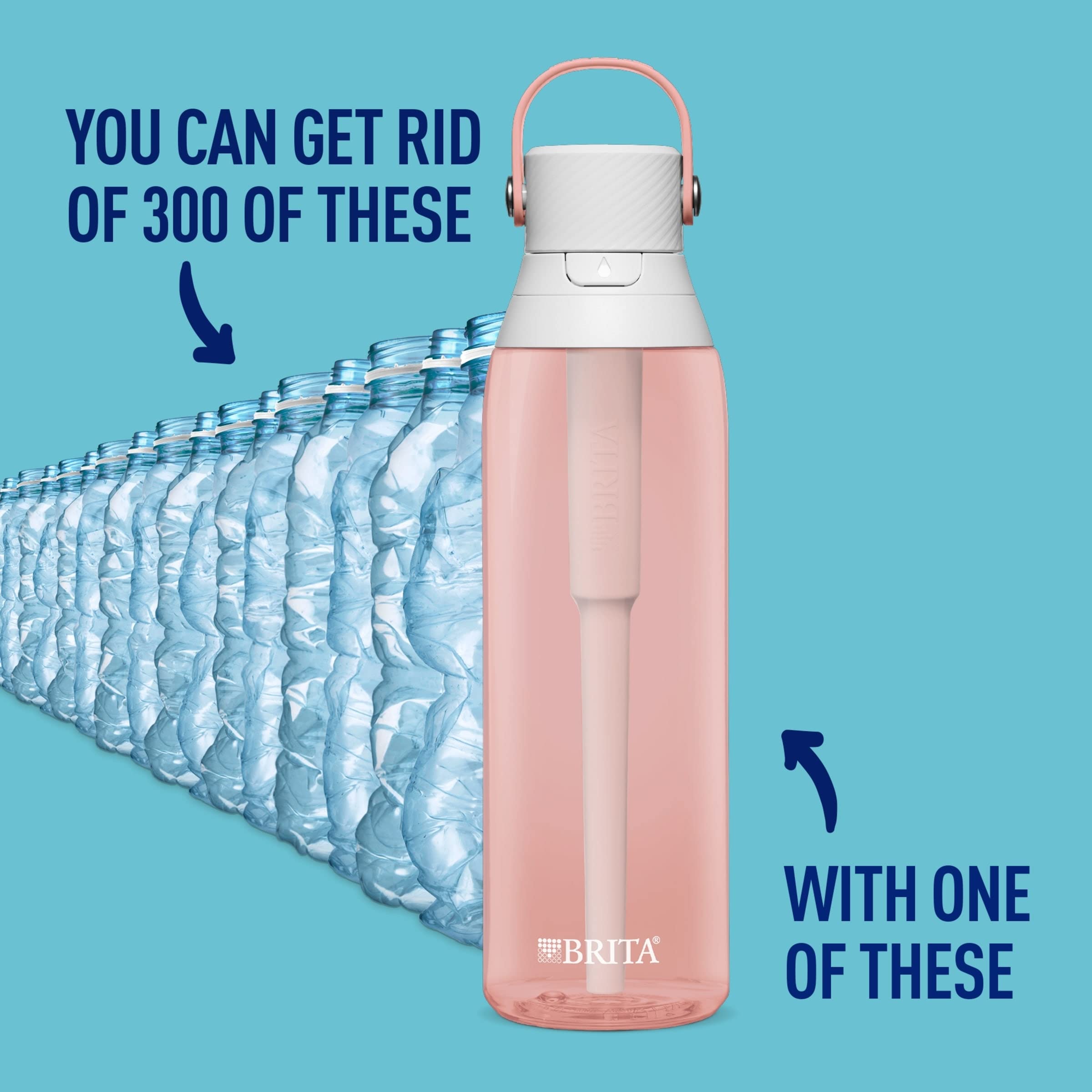 Brita Insulated Filtered Water Bottles with Straw, Reusable, BPA Free Plastic