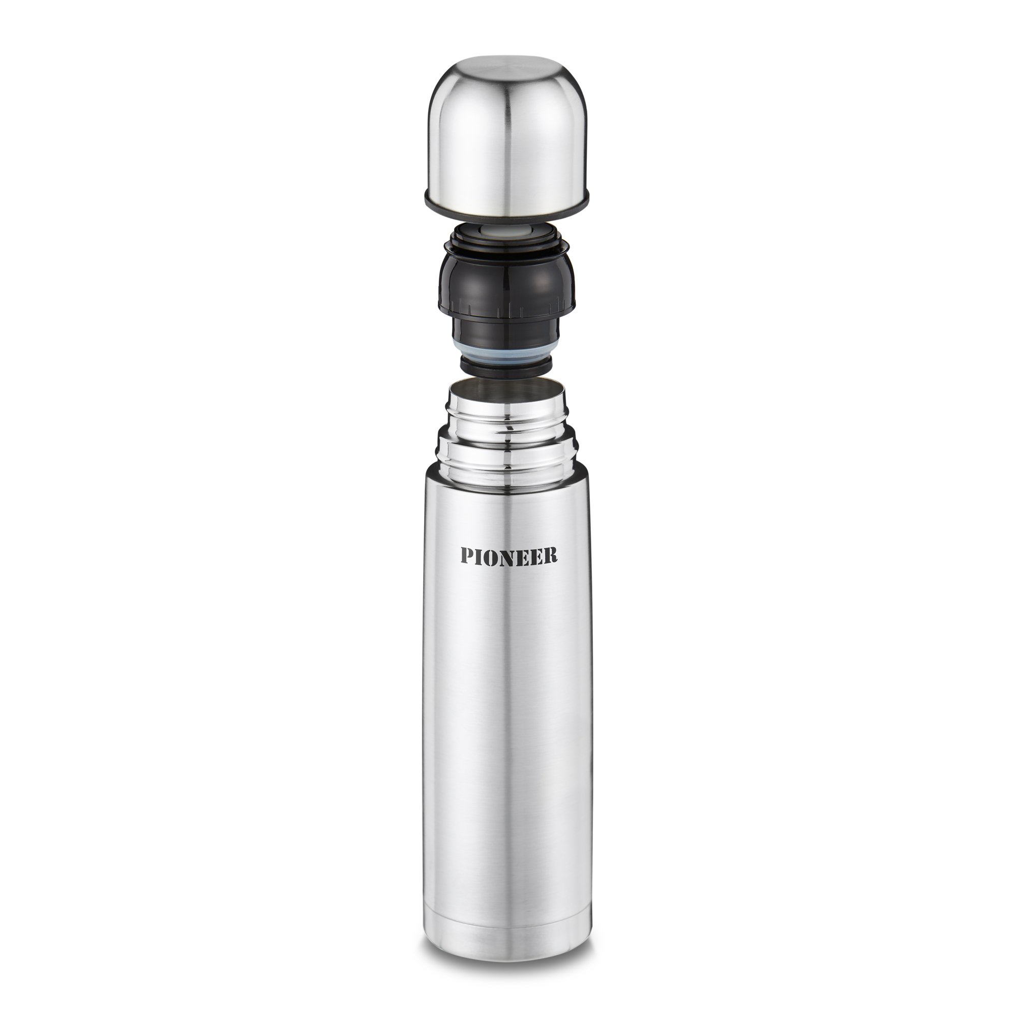 Pioneer Flasks SVF1000 Pioneer Insulated Vacuum 1000ml 1 Litre Travel Flask, 18/10 Stainless Steel - Keeps Drinks Hot for 8 Hours