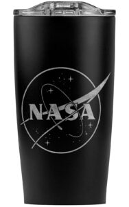 nasa one color meatball logo stainless steel tumbler 20 oz coffee travel mug/cup, vacuum insulated & double wall with leakproof sliding lid