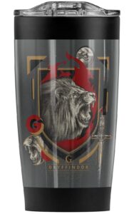 harry potter gryffindor magicial mischief level up crest stainless steel 20 oz travel tumbler, vacuum insulated & double wall leakproof sliding lid