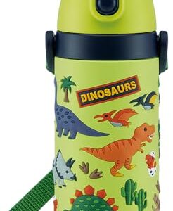 Skater SDPV5-A Children's Stainless Steel Water Bottle, Direct Dinosaurus, 16.2 fl oz (480 ml), Children's Friendly, Lightweight Type, For Boys, Cold Insulation, 3D Printed Waterbottle, Sports Bottle,