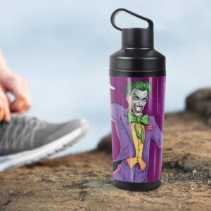 Batman - Logo OFFICIAL Joker Character 18 oz Insulated Water Bottle, Leak Resistant, Vacuum Insulated Stainless Steel with 2-in-1 Loop Cap