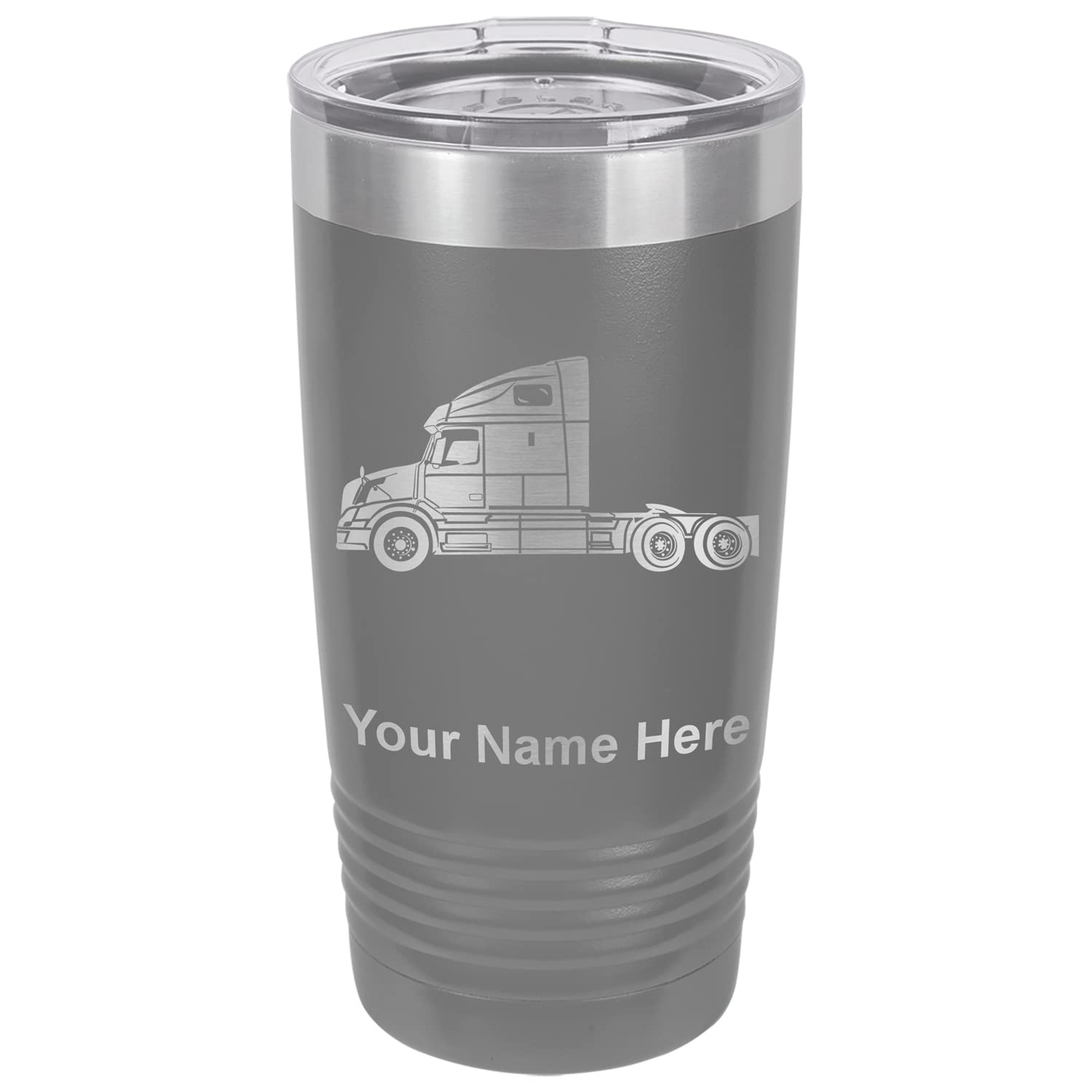 LaserGram 20oz Vacuum Insulated Tumbler Mug, Truck Cab, Personalized Engraving Included (Gray)