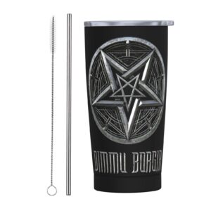 dotzrlt dimmu rock borgir band 20 oz stainless steel coffee mug reusable thermos travel mug insulated mug with lid straws gift