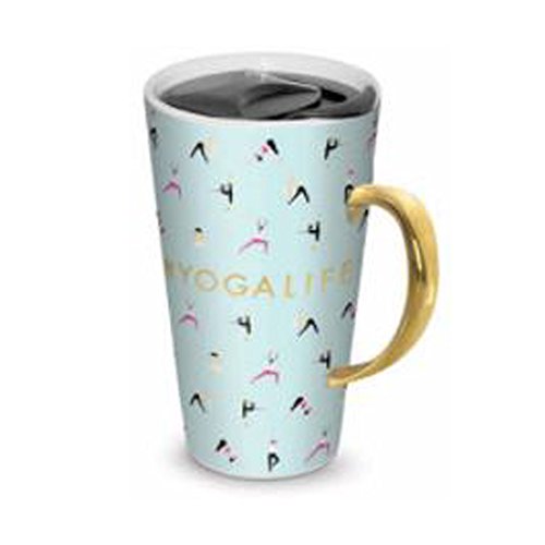 Lady Jayne 13oz Ceramic Coffee Travel Mug with Lid (#YogaLife)