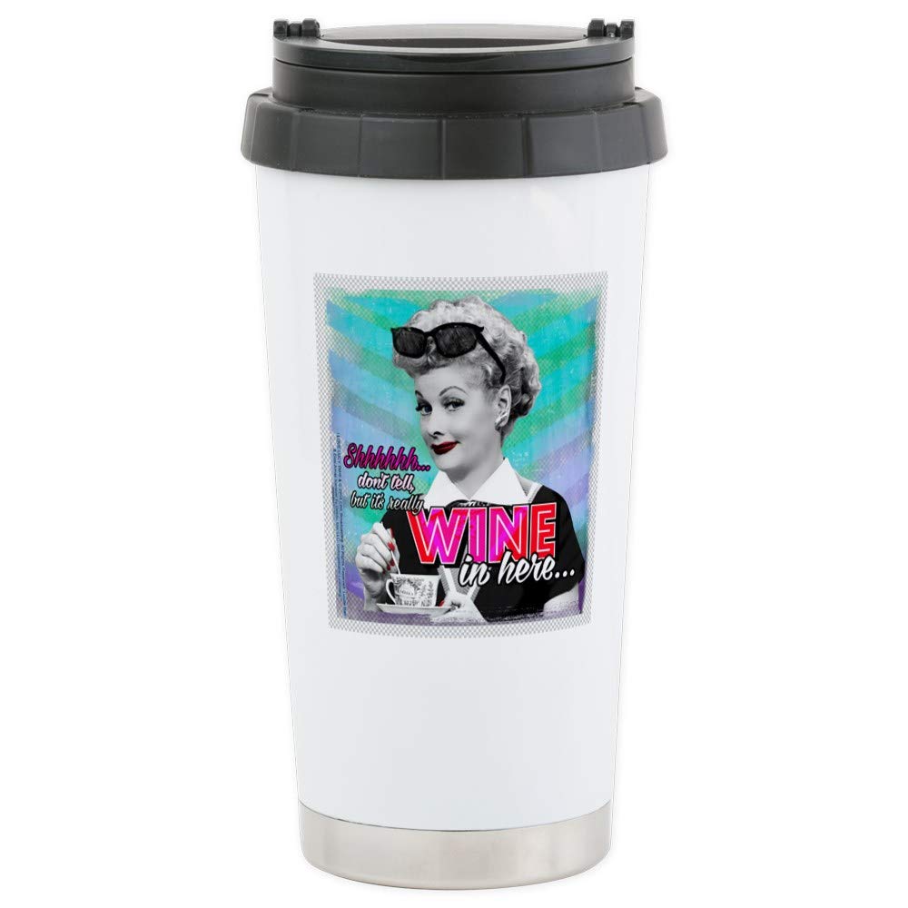 CafePress I Love Lucy: Wine Stainless Steel Travel Mug Stainless Steel Travel Mug, Insulated 20 oz. Coffee Tumbler