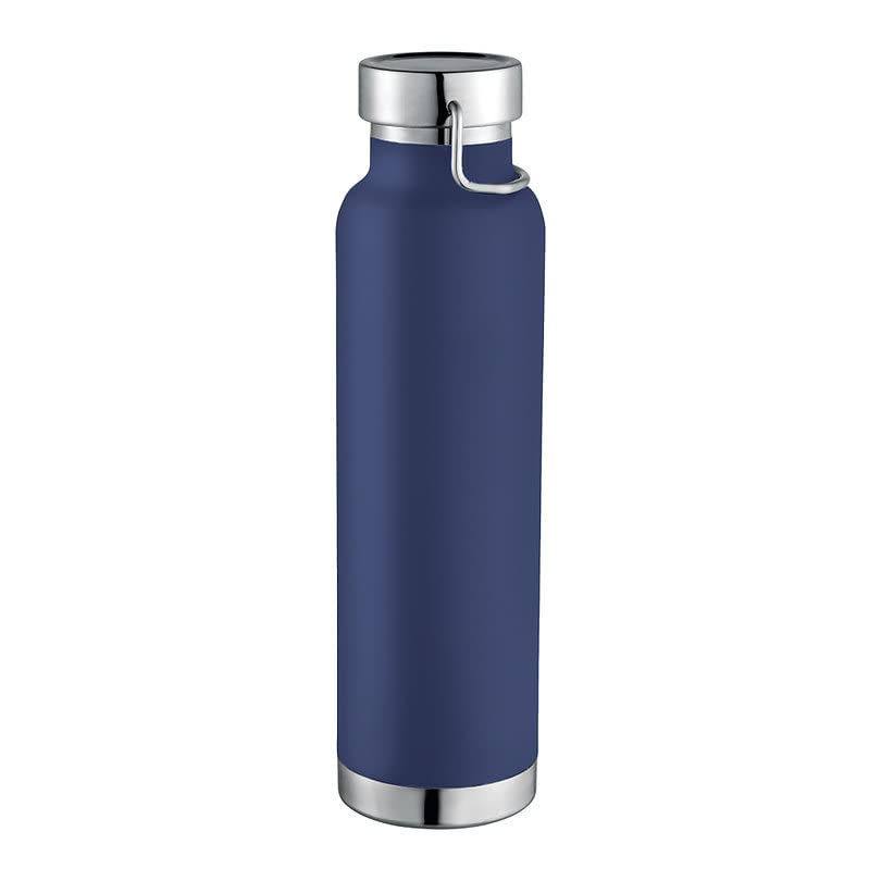 Personalized THOR Copper Vacuum Insulated Bottles - 22oz Custom Bottle for Personal or Corporate Images Logos and Text (Navy)