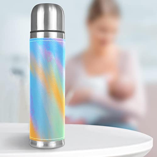 Stainless Steel Leather Vacuum Insulated Mug Psychedelic Thermos Water Bottle for Hot and Cold Drinks Kids Adults 16 Oz