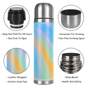 Stainless Steel Leather Vacuum Insulated Mug Psychedelic Thermos Water Bottle for Hot and Cold Drinks Kids Adults 16 Oz