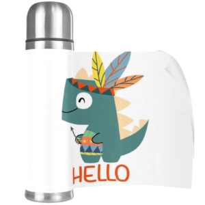 Stainless Steel Leather Vacuum Insulated Mug Dinosaur Thermos Water Bottle for Hot and Cold Drinks Kids Adults 16 Oz