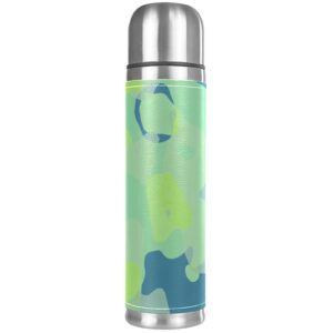 stainless steel leather vacuum insulated mug abstract texture thermos water bottle for hot and cold drinks kids adults 16 oz