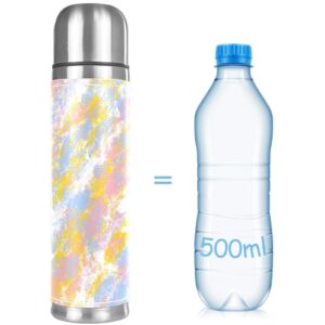 Stainless Steel Leather Vacuum Insulated Mug Abstract Texture Thermos Water Bottle for Hot and Cold Drinks Kids Adults 16 Oz