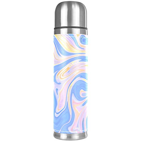 Stainless Steel Leather Vacuum Insulated Mug Abstract Texture Thermos Water Bottle for Hot and Cold Drinks Kids Adults 16 Oz