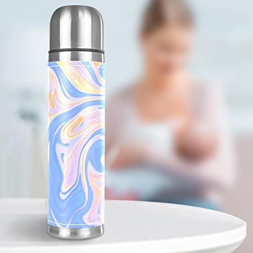 Stainless Steel Leather Vacuum Insulated Mug Abstract Texture Thermos Water Bottle for Hot and Cold Drinks Kids Adults 16 Oz