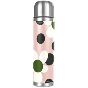 stainless steel leather vacuum insulated mug flowers thermos water bottle for hot and cold drinks kids adults 16 oz