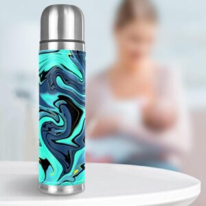 Stainless Steel Leather Vacuum Insulated Mug Abstract Texture Thermos Water Bottle for Hot and Cold Drinks Kids Adults 16 Oz