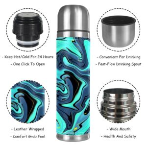 Stainless Steel Leather Vacuum Insulated Mug Abstract Texture Thermos Water Bottle for Hot and Cold Drinks Kids Adults 16 Oz