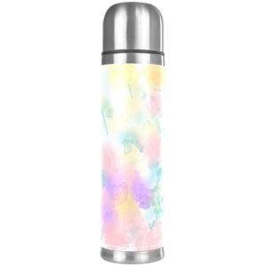 stainless steel leather vacuum insulated mug flowers thermos water bottle for hot and cold drinks kids adults 16 oz