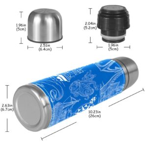 Stainless Steel Leather Vacuum Insulated Mug Navigation Thermos Water Bottle for Hot and Cold Drinks Kids Adults 16 Oz