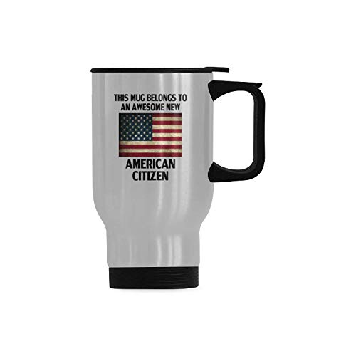 New American Citizen Coffee Mug American Citizenship Flag Stainless Steel Travel Mug 14 Ounce For US Citizen Gift Mug