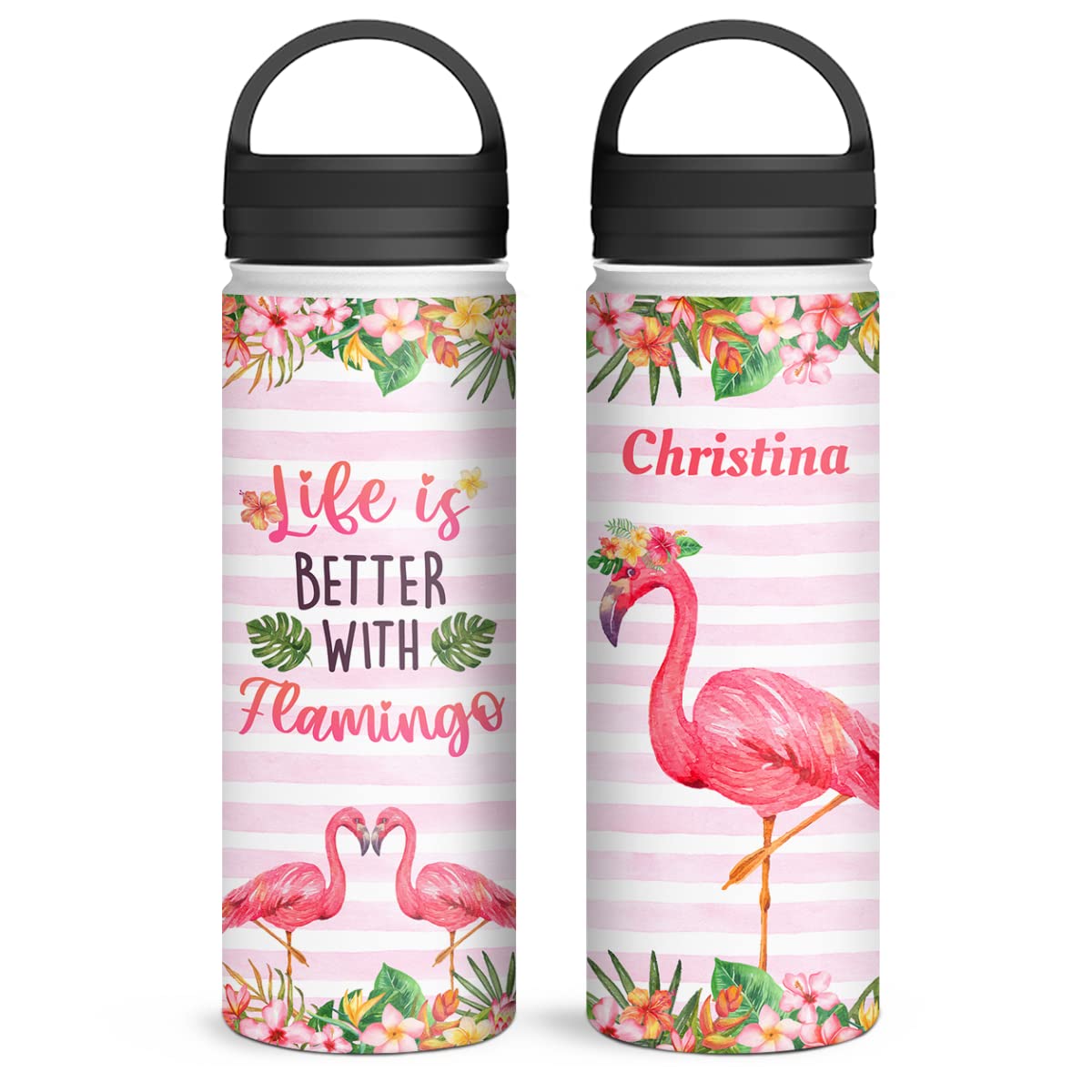 winorax Personalized Famingo Water Bottle Life Is Better With Flamingo Bottles Reminder For Women Girls Teen 12oz 18oz 32oz Stainless Steel Inspirational Gifts For Birthday Back To School Christmas