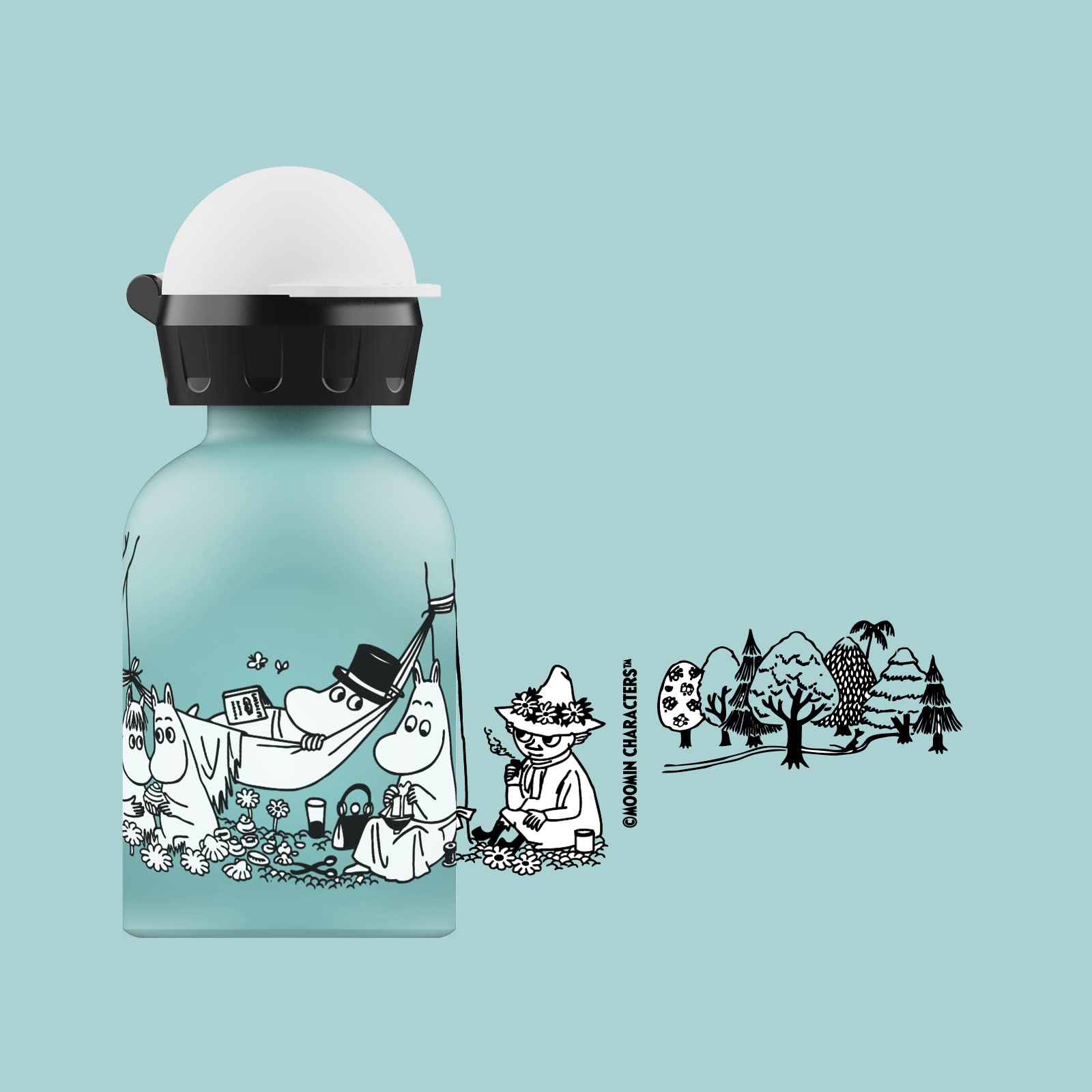 SIGG X Moomin Picnic Kids Drinking Bottle (0.3 L), Non-Toxic Children's Water Bottle with Leak-Proof Lid, Made in Switzerland Aluminium Flask for Water