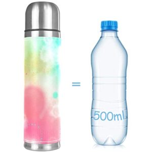 Stainless Steel Leather Vacuum Insulated Mug Tie-dye Thermos Water Bottle for Hot and Cold Drinks Kids Adults 16 Oz