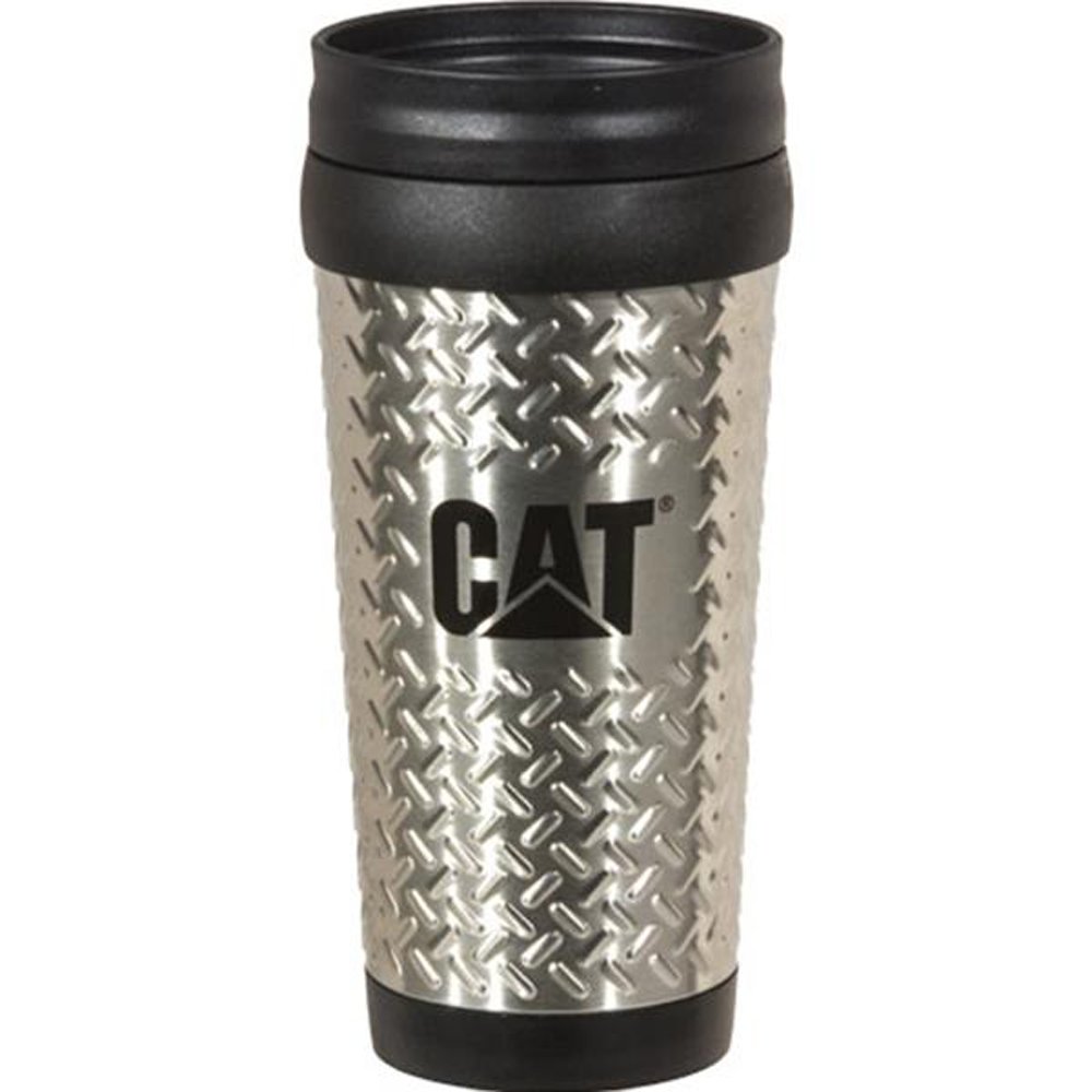 BDA Caterpillar Equipment Stainless Steel 14oz. Diamond Plated Travel Mug