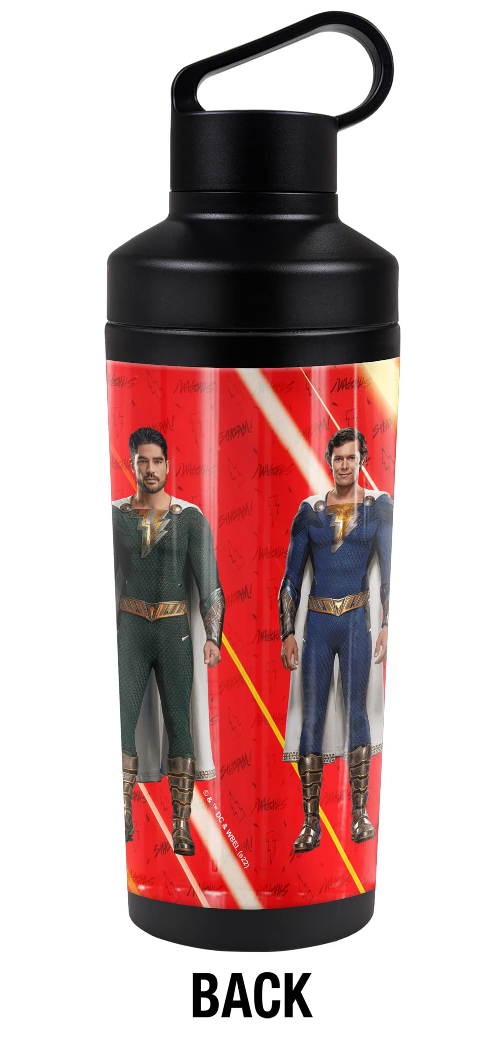 Shazam! Fury of the Gods OFFICIAL Family Group Shot 18 oz Insulated Water Bottle, Leak Resistant, Vacuum Insulated Stainless Steel with 2-in-1 Loop Cap