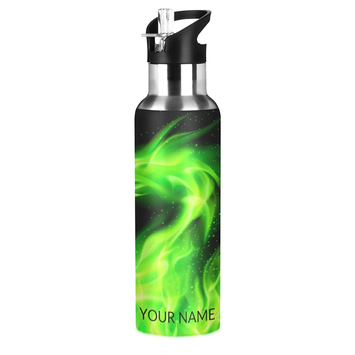 CHIFIGNO Green Fire Dragon Personalized Water Bottle Vacuum Insulated Stainless Steel Keeps Liquids Hot or Cold Customized Cup