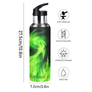 CHIFIGNO Green Fire Dragon Personalized Water Bottle Vacuum Insulated Stainless Steel Keeps Liquids Hot or Cold Customized Cup