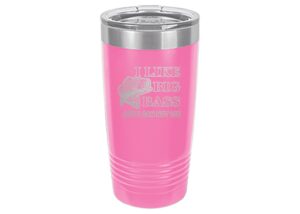 rogue river tactical funny fishing 20 oz. travel tumbler mug cup w/lid vacuum insulated hot or cold i like big bass fishing gift fish (pink)