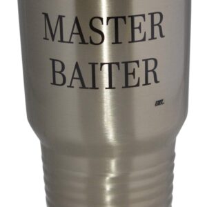 Rogue River Tactical Large Funny Fishing 30oz Travel Tumbler Mug Cup w/Lid Master Baiter Fishing Gift Fish